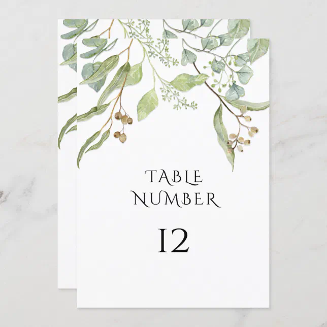 Table Number Eucalyptus Grove Foliage Greenery | Zazzle