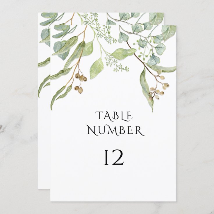 Table Number Eucalyptus Grove Foliage Greenery | Zazzle