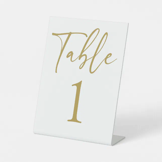 Table number gold minimalist pedestal sign | Zazzle