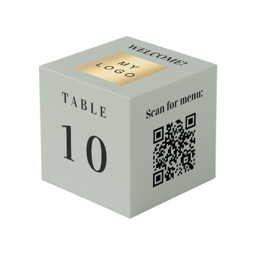 Table number logo QR code menu olive green Cube | Zazzle