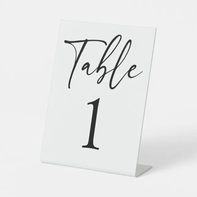 Table number minimalist pedestal sign | Zazzle