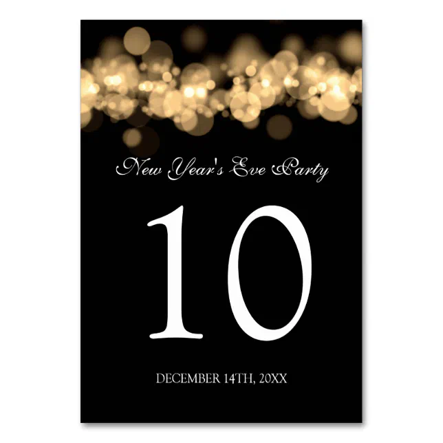 Table Number New Year's Eve Party Gold Bokeh Light | Zazzle