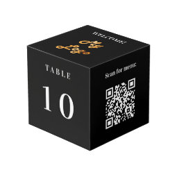 Table number QR code menu black business logo Cube | Zazzle