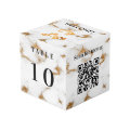 Table number QR code menu marble business logo Cube | Zazzle