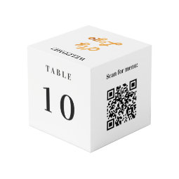 Table number QR code menu white business logo Cube | Zazzle