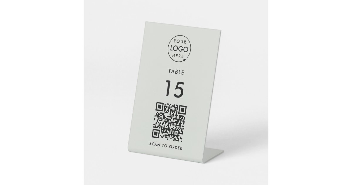 Table Number QR Code Scan to Order Gray Restaurant Pedestal Sign | Zazzle