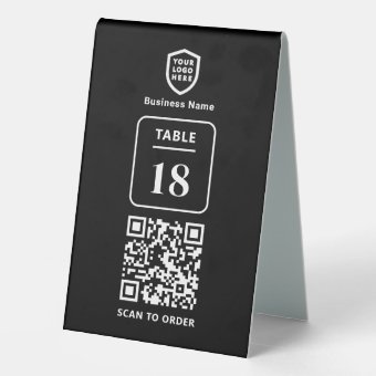 Table Number QR Code Scan to Order Restaurant Tabl Table Tent Sign | Zazzle