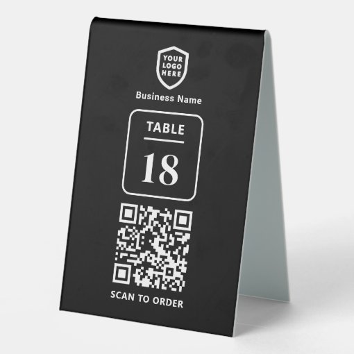 Table Number QR Code Scan to Order Restaurant Tabl Table Tent Sign | Zazzle