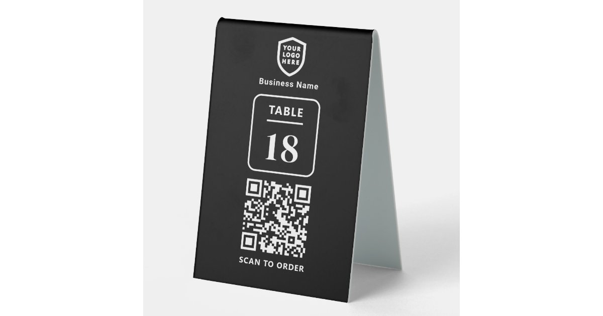 Table Number QR Code Scan to Order Restaurant Tabl Table Tent Sign | Zazzle