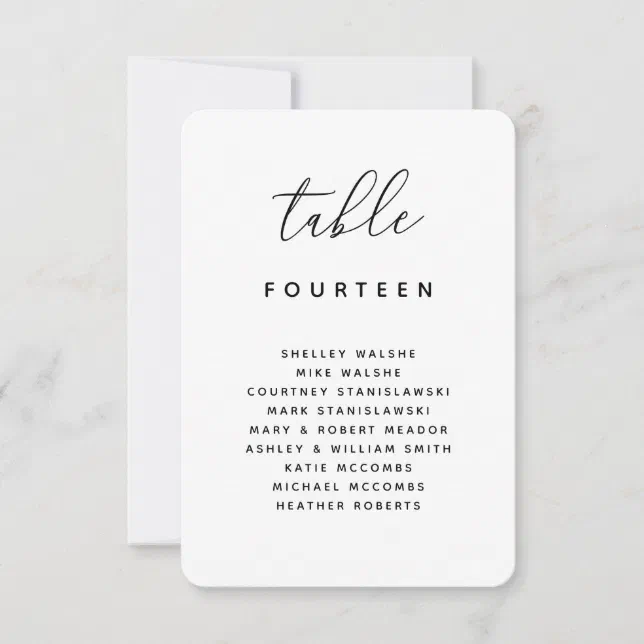 Table Number Seating Chart Escort Place Card | Zazzle