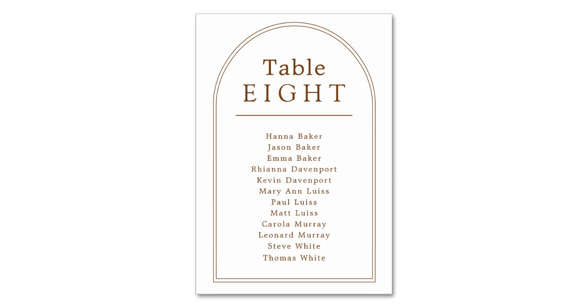 Table number seating chart minimal arch | Zazzle