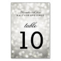 Table Number Silver Glitter Lights | Zazzle