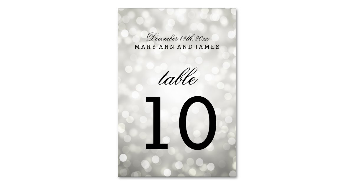 Table Number Silver Glitter Lights | Zazzle