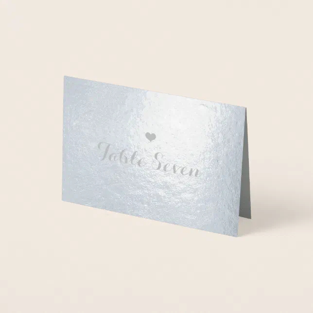 Table Number Small Heart Place Card Silver | Zazzle