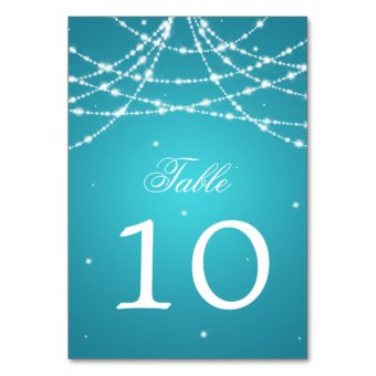 Table Number Sparkling String Turquoise | Zazzle