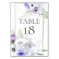 TABLE NUMBER | Watercolour Violet Anemone Floral | Zazzle