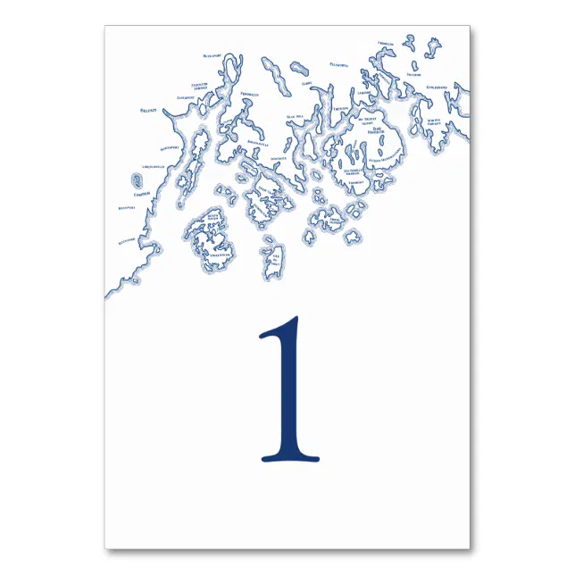 Table Number with Penobscot Bay Map | Zazzle