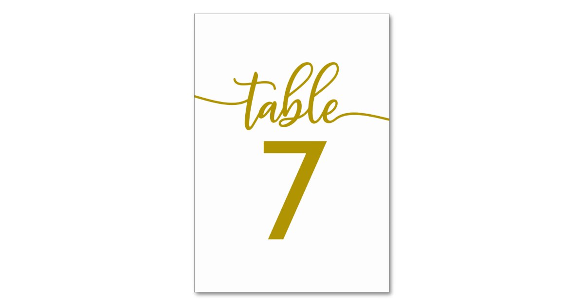Table Numbers | Elegant Gold Script Wedding | Zazzle