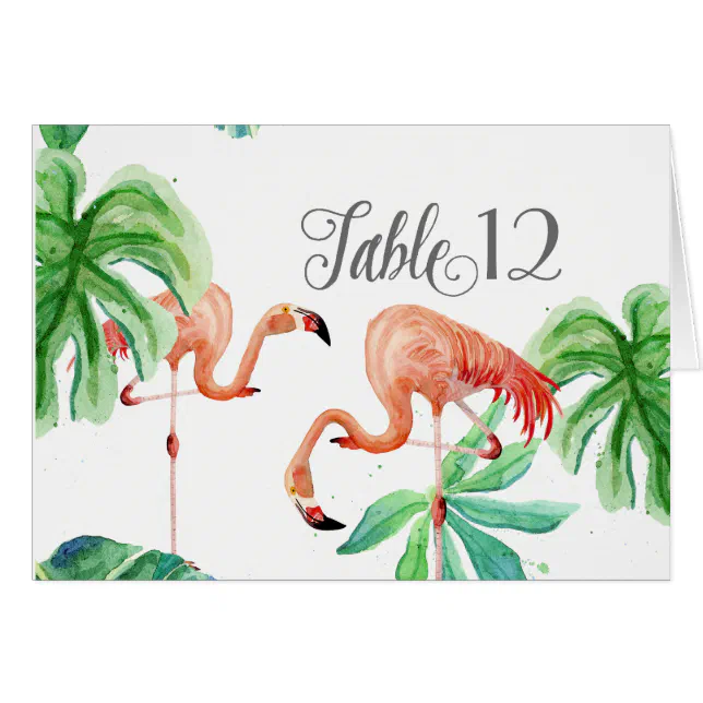 Table Numbers Flamingo Leaf Tropical Beach Art | Zazzle