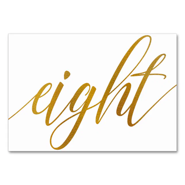 Table Numbers - Luxe Typography (Faux Gold Foil) 8 | Zazzle