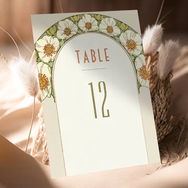 Table Numbers Vintage Art Nouveau Wedding | Zazzle
