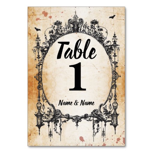 Table Numbers Wedding Gothic Frame Halloween Cards | Zazzle