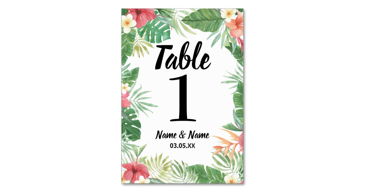 Table Numbers Wedding Tropical Aloha Flowers | Zazzle
