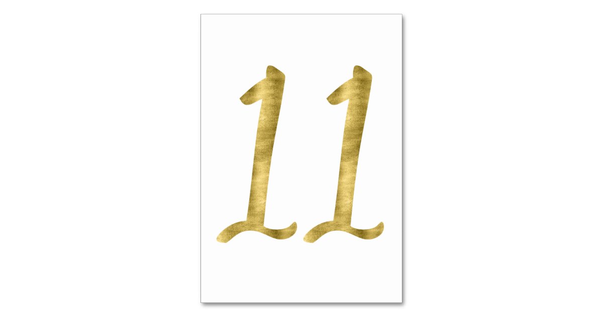 Table Numbers With Gold Foil Effect Number 11 | Zazzle