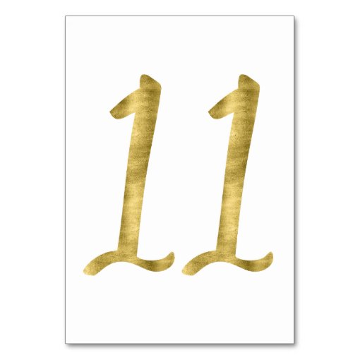 Table Numbers With Gold Foil Effect Number 11 | Zazzle