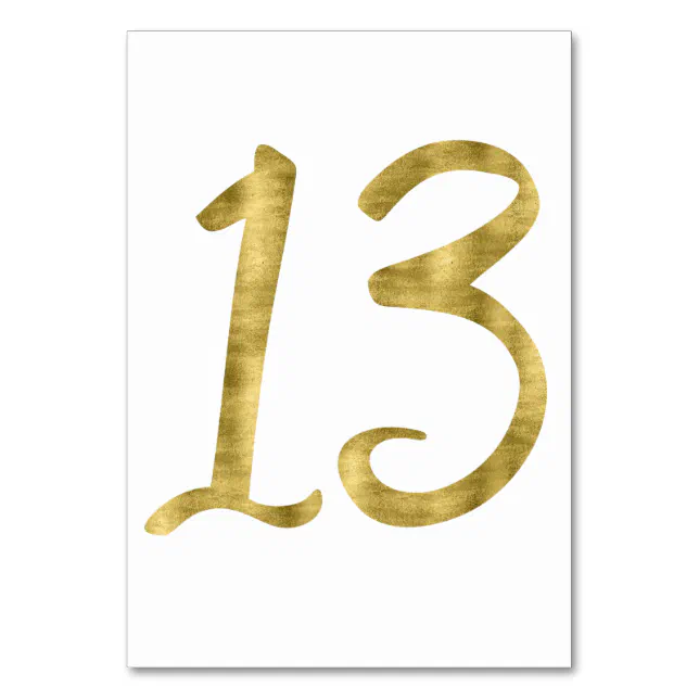 Table Numbers With Gold Foil Effect Number 13 | Zazzle