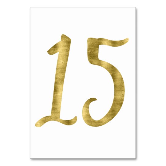 Table Numbers With Gold Foil Effect Number 15 | Zazzle.com