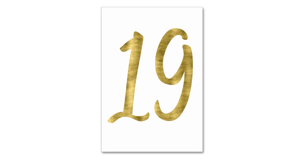 Table Numbers With Gold Foil Effect Number 19 | Zazzle