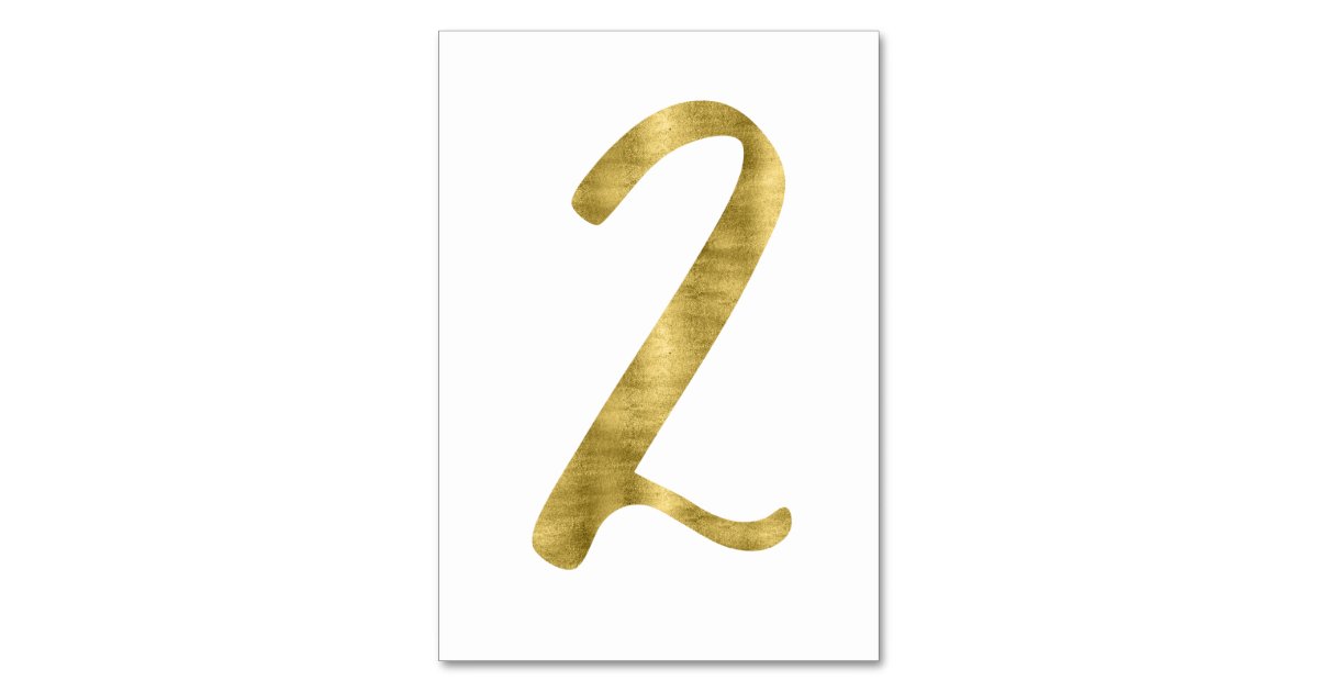 Table Numbers With Gold Foil Effect Number 2 | Zazzle