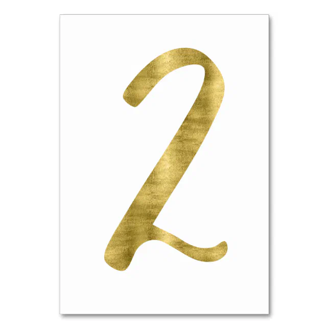 Table Numbers With Gold Foil Effect Number 2 | Zazzle