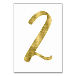 Table Numbers With Gold Foil Effect Number 2 | Zazzle