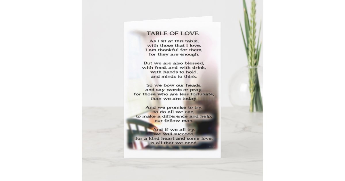 Table of Love Greeting Card | Zazzle