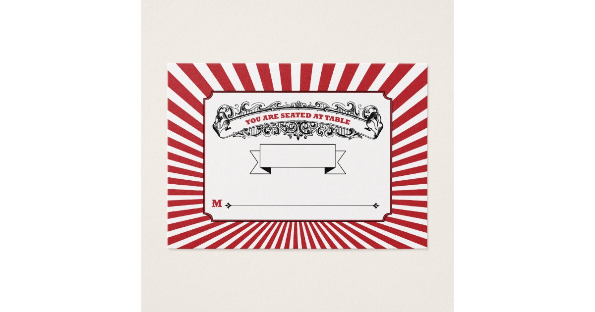 Table # Place Cards Circus Red | Zazzle.com