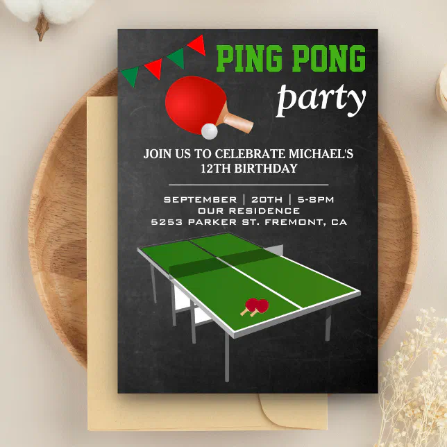 Table Tennis Ping Pong Birthday Party Invitation | Zazzle