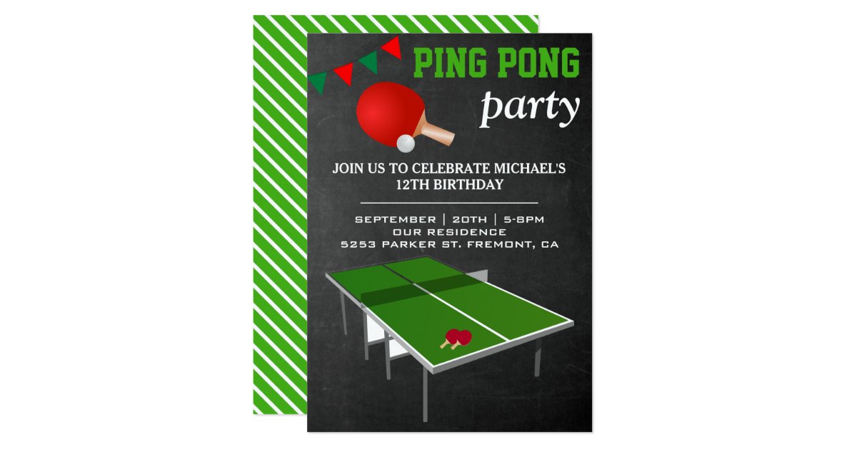 Table Tennis Ping Pong Birthday Party Invitation | Zazzle.com