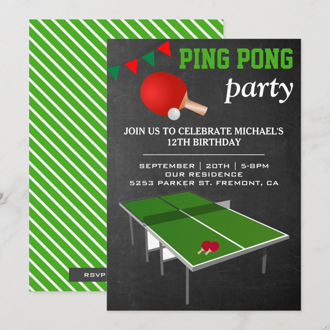 Table Tennis Ping Pong Birthday Party Invitation | Zazzle