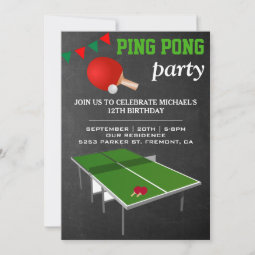 Table Tennis Ping Pong Birthday Party Invitation | Zazzle