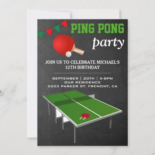Table Tennis Ping Pong Birthday Party Invitation | Zazzle