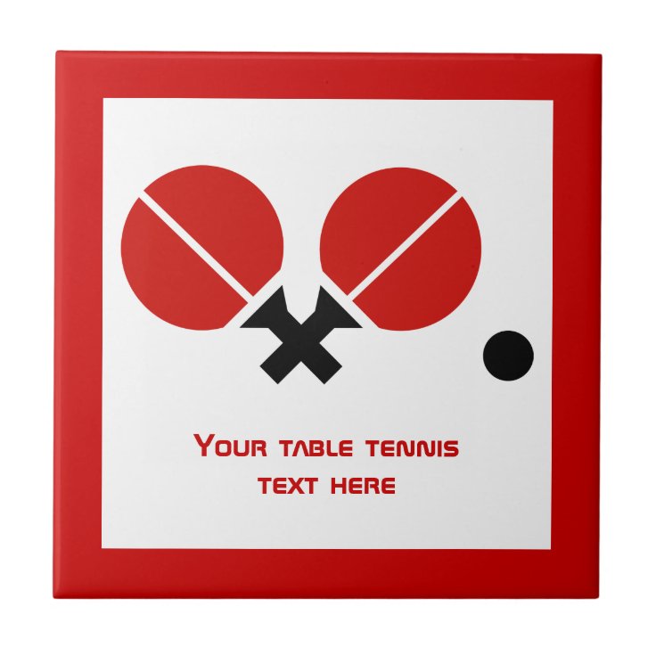 Table tennis ping-pong rackets and ball black, red ceramic tile | Zazzle