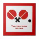 Table tennis ping-pong rackets and ball black, red ceramic tile | Zazzle