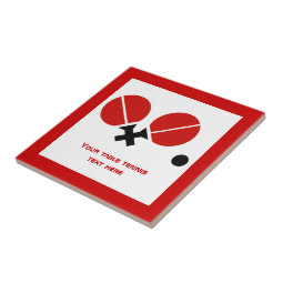 Table tennis ping-pong rackets and ball black, red ceramic tile | Zazzle