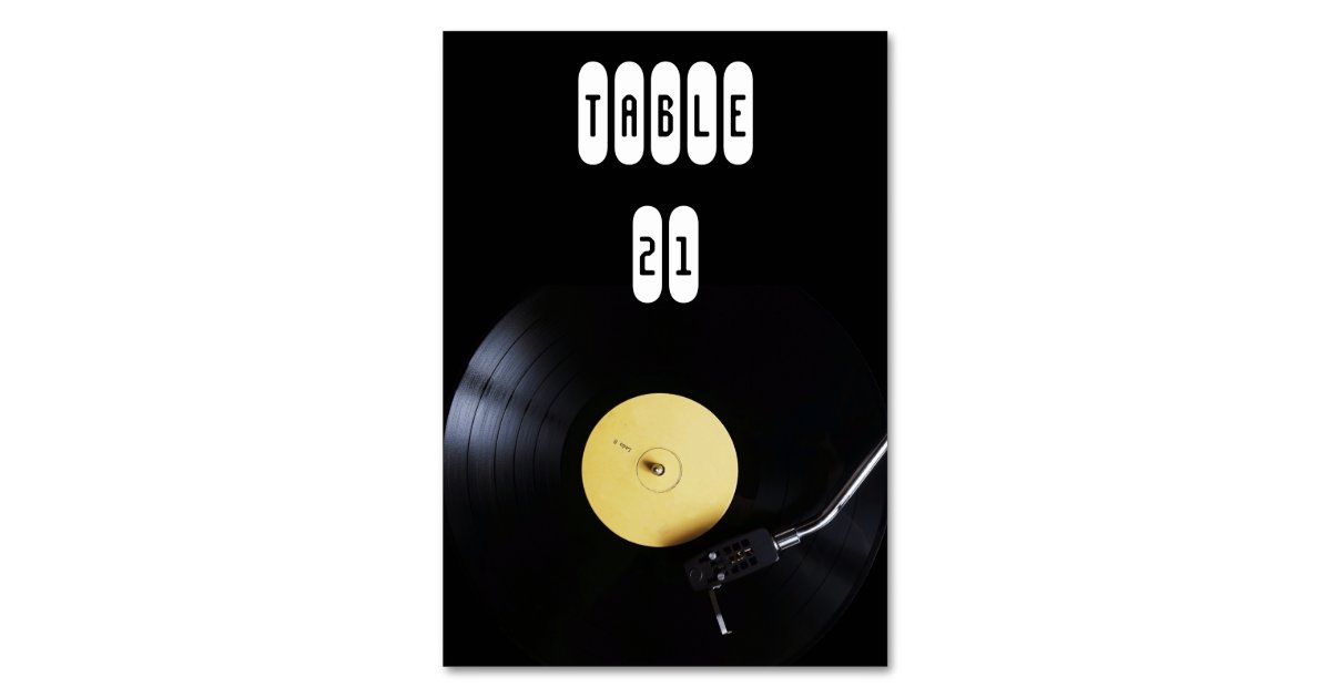 TableCard: Vinyl Record on Turntable. Retro theme Table Number | Zazzle