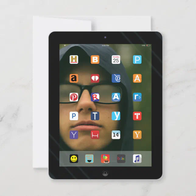 Tablet Birthday Party Invitation Photo Card | Zazzle