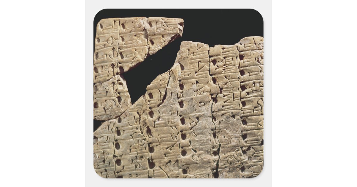 Tablet with cuneiform script, from Uruk Square Sticker | Zazzle