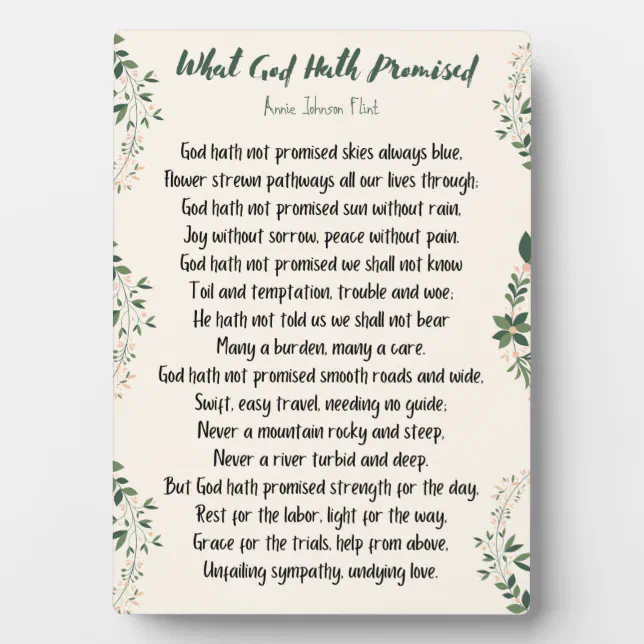 Tabletop Plaque What God Hath Promised | Zazzle