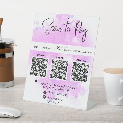 Tabletop QR PAYMENT - Table Tent Pedestal Sign | Zazzle